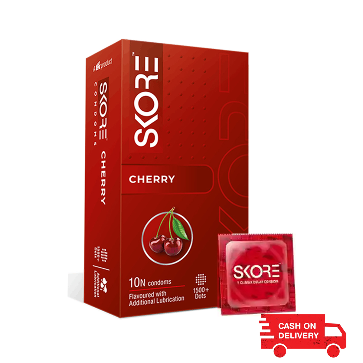 Skore Dotted Cherry Flavoured Condoms (10 Pcs) – Regular Shop BD